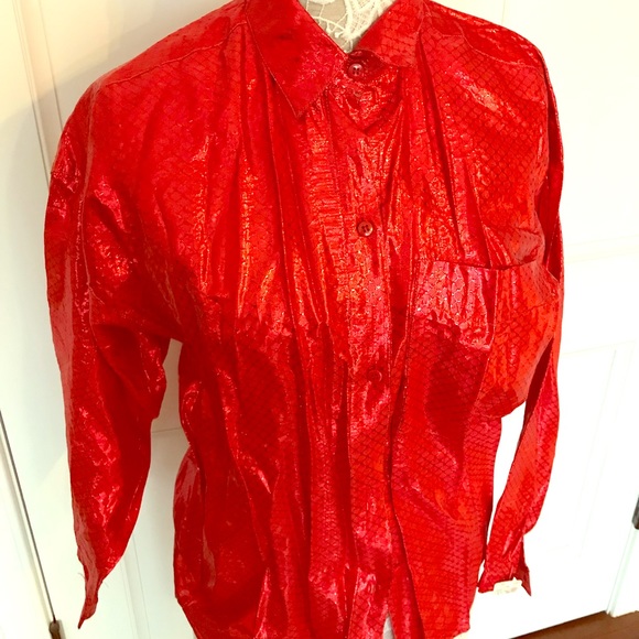 Vintage | Tops | Red Shiny Flat Sequin Vintage Top | Poshmark